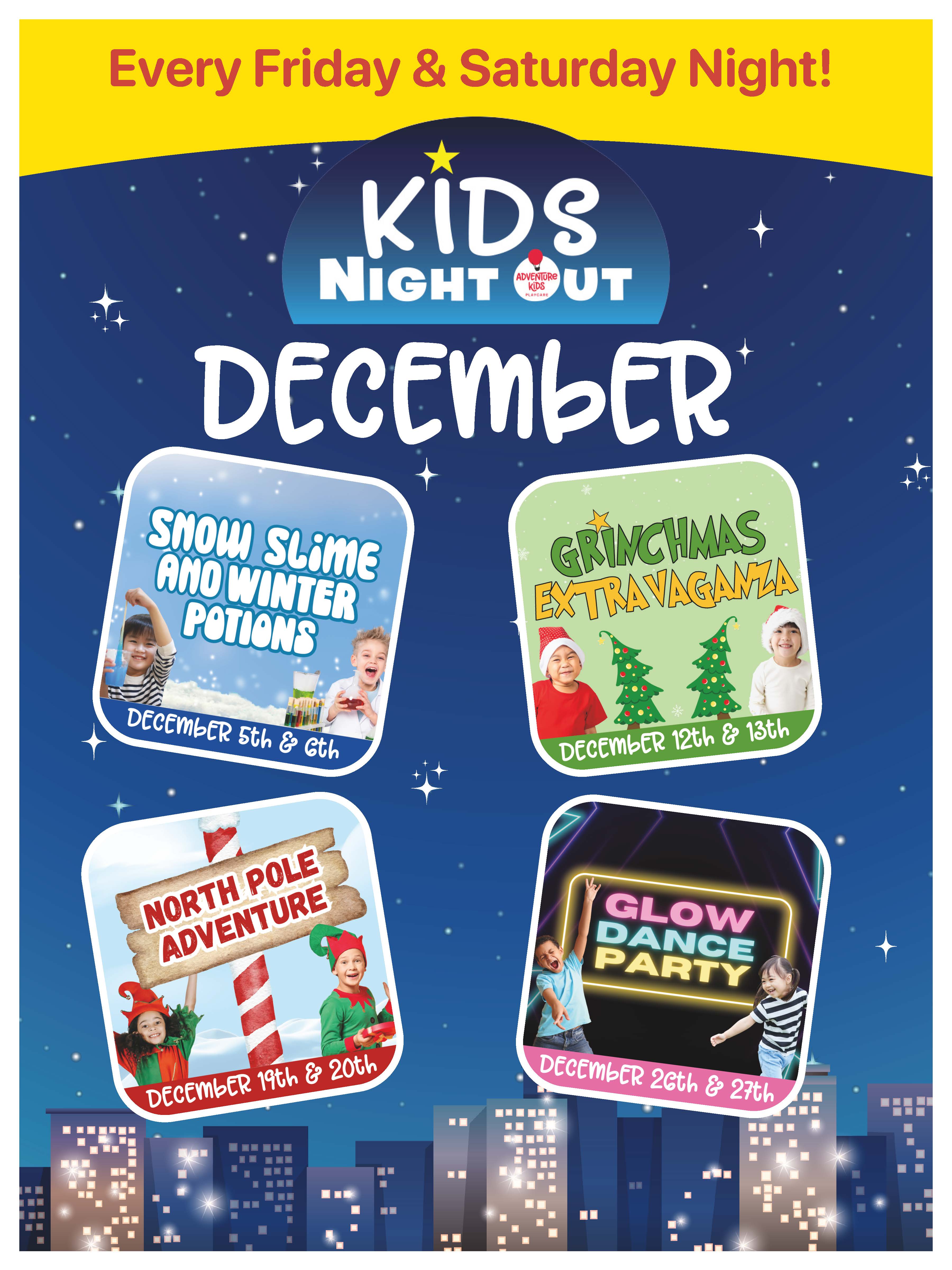 Adventure Kids Playcare Kids Night Out | Kids Out and About Houston
